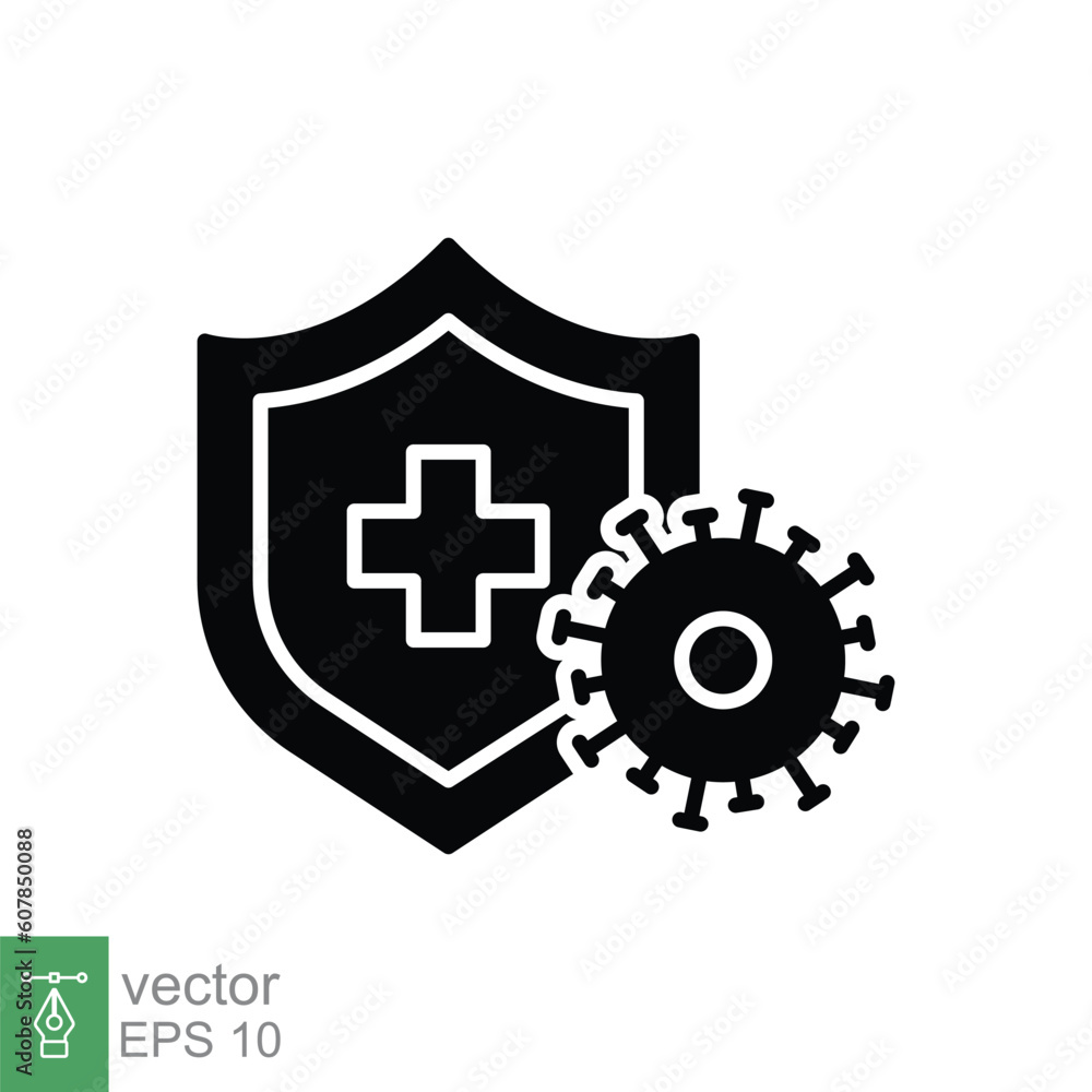 Stock-Vektorgrafik „Immune system icon. Simple solid style. Virus, germ ...