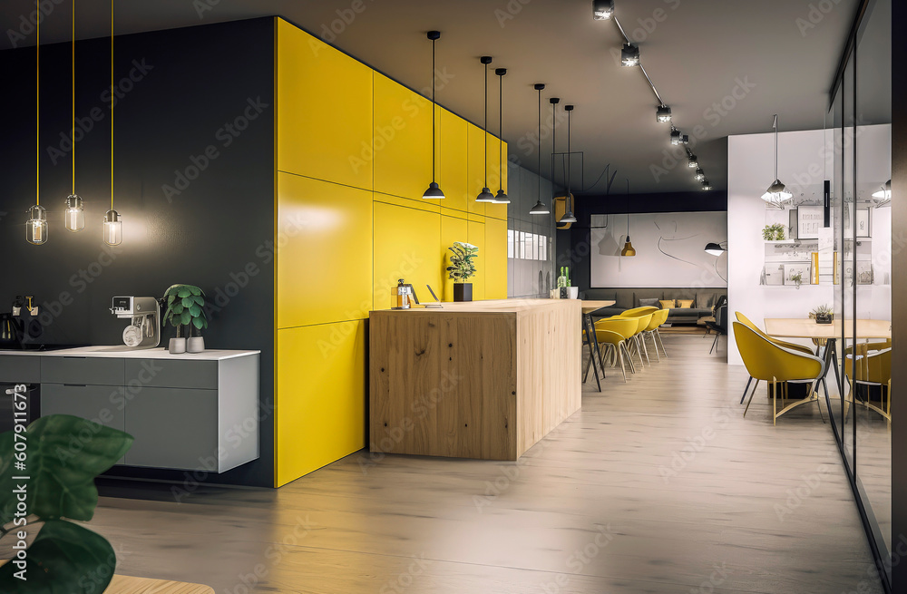 Generative AI illustration of modern company showroom, with reception ...