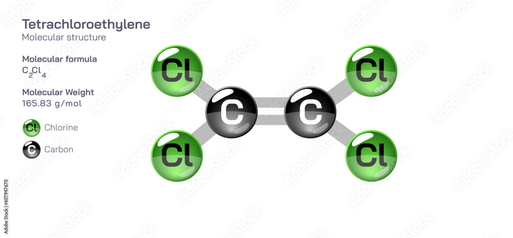 Tetrachloroethylene molecular structure formula. Periodic table structural molecular formula ...