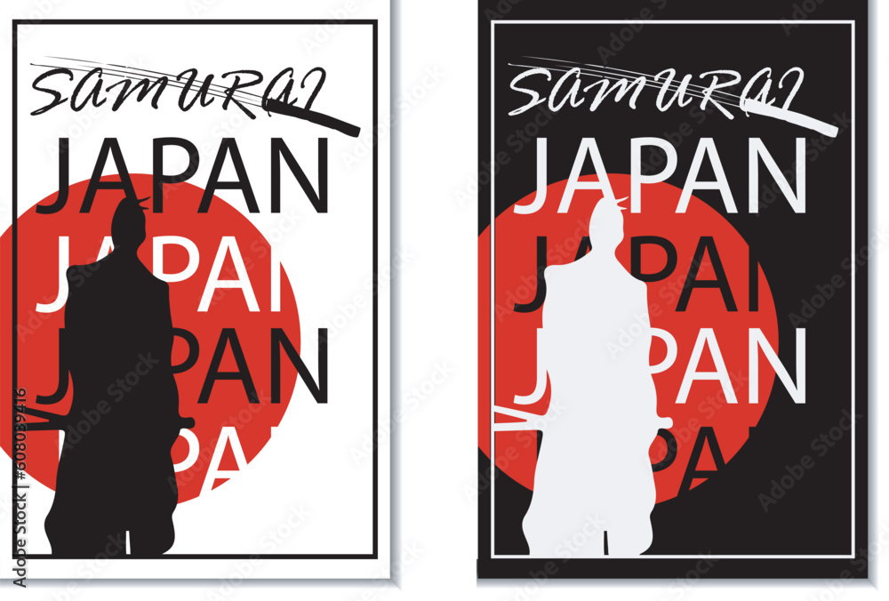 vector collection of Japanese samurai posters. for printing clothes and ...
