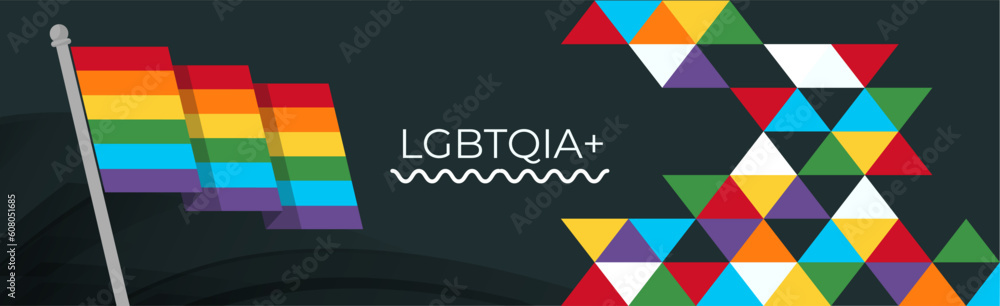 LGBTQ flag banner with modern triangles abstract background design ...