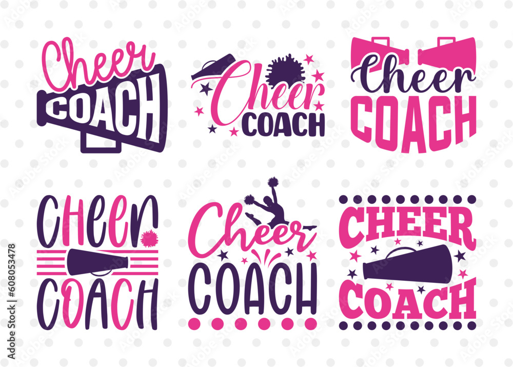 Vector de Stock Cheer Coach SVG Bundle, Cheerleading Svg, Cheer Svg ...