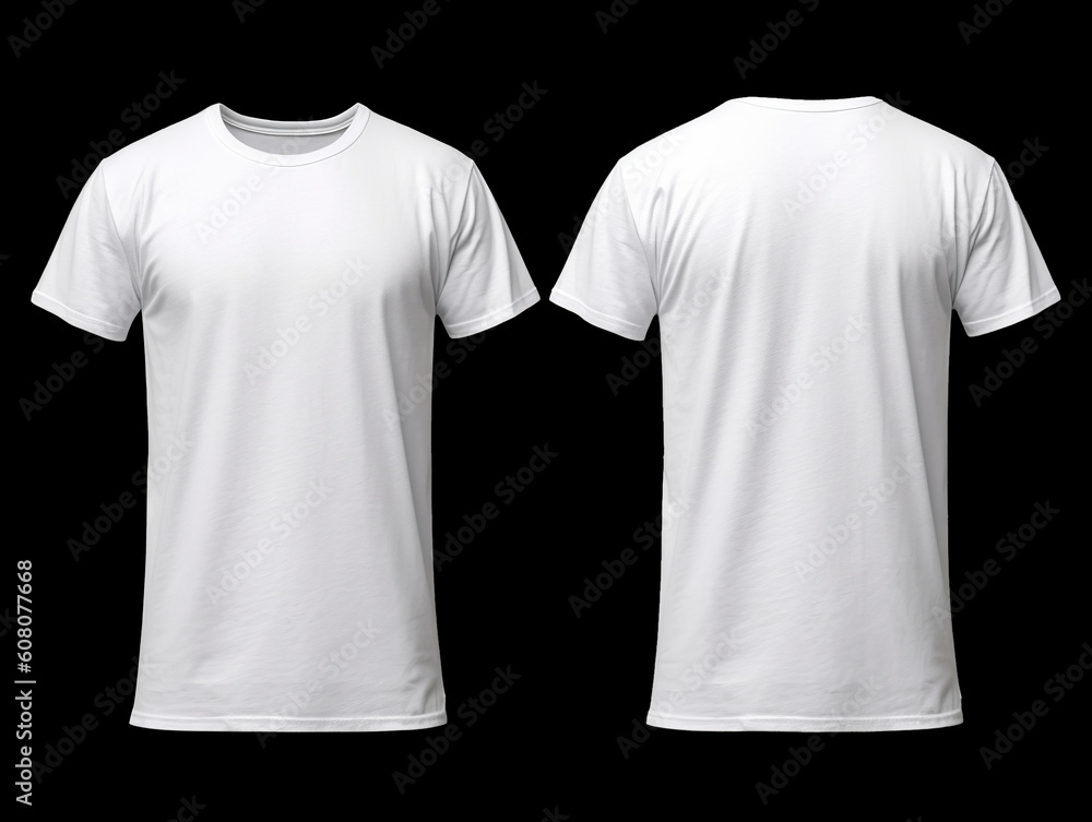 White t shirt front and back view, isolated on plain background. Ready ...