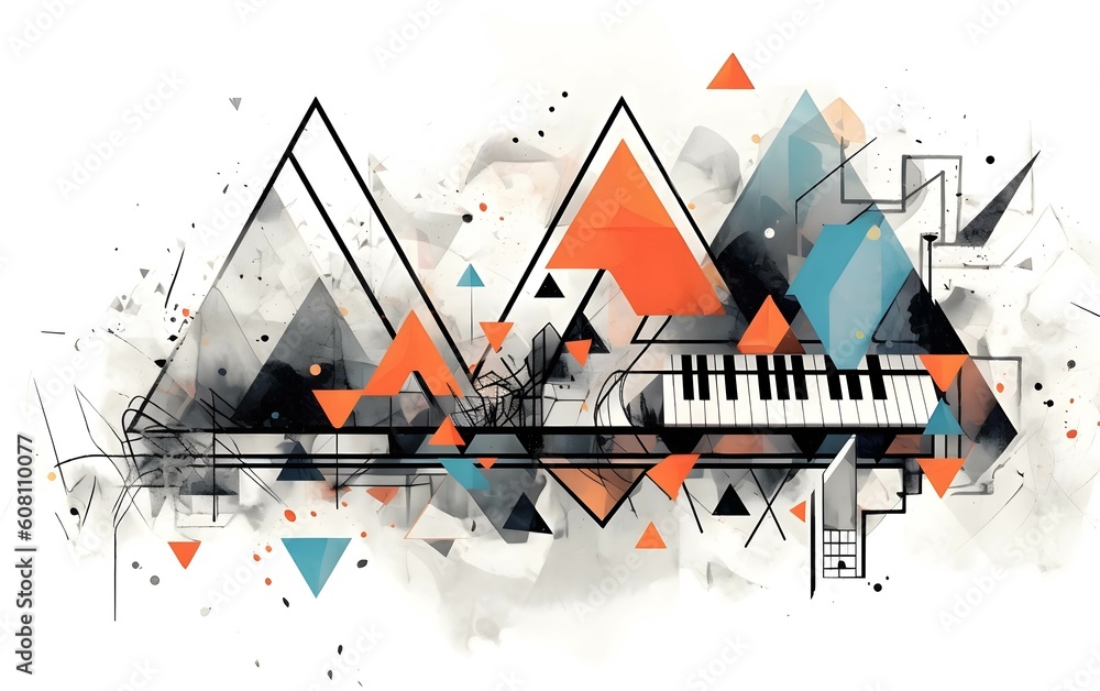 Ilustración de Stock An energetic blend of triangular shapes and ...