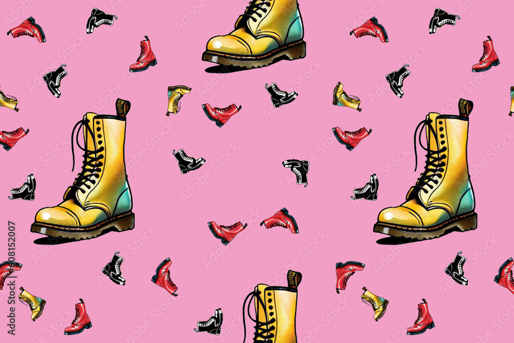 pattern. image of shoes of different colors. high shoes. template for ...