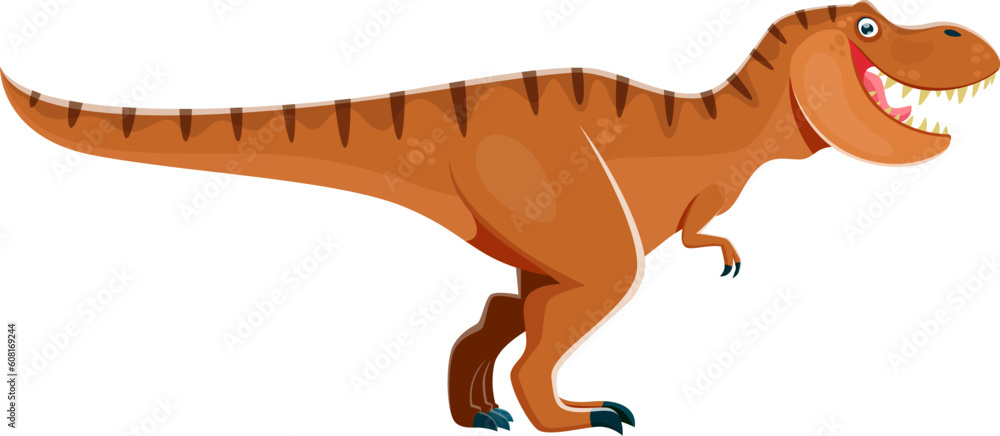 Cartoon Tyrannosaur dinosaur, T-Rex character. Isolated extinct reptile ...