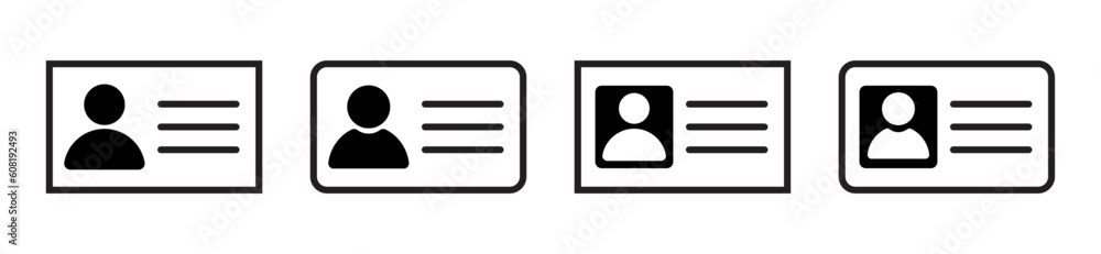 ID Card Icon Black. Driver's License Illustration. ID Badge Symbol ...