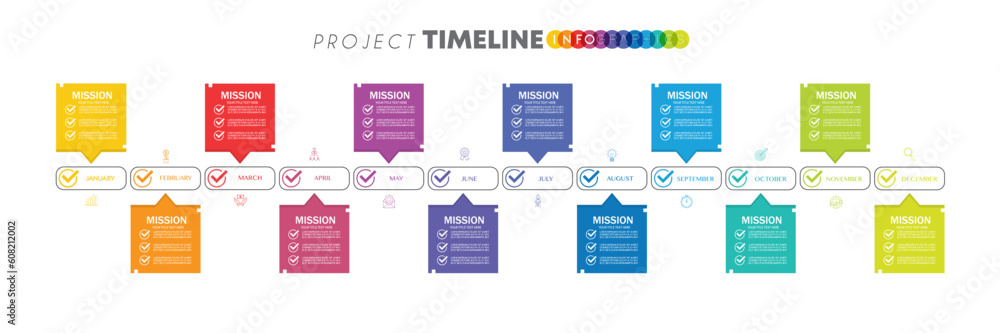 infographic Project timeline graph for 12 months modern diagram ...