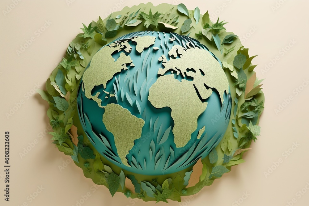 Paper craft artwork celebrating World Environment Day with a layered ...