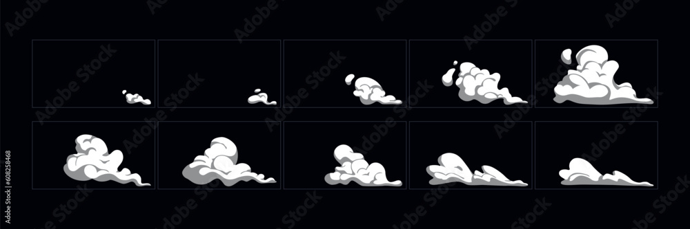 Smoke explosion animation effect. cartoon smoke animated sprite sheet ...