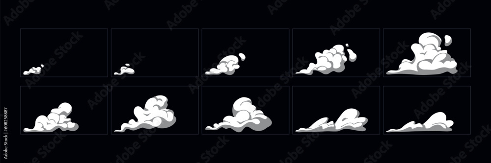 Smoke explosion animation. 2d cartoon smoke animated sprite sheet ...