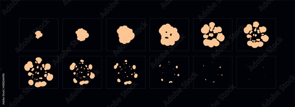 Smoke explosion animation. 2d cartoon smoke animated sprite sheet ...