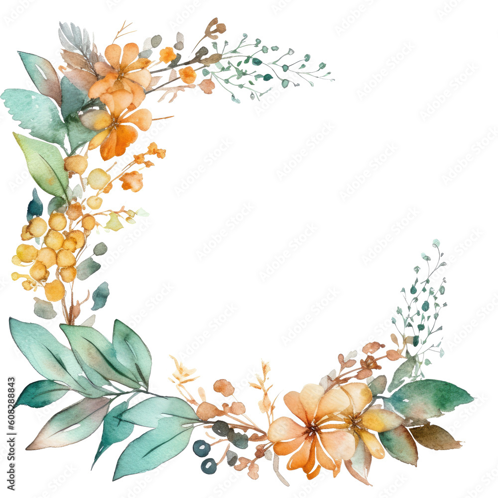 Watercolor Flower Border Clipart Illustration Painting, Floral, Design ...