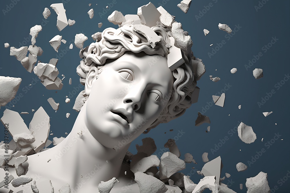 shattered Ancient Greek Marble Statue: Symbolizing Depression, Memory ...