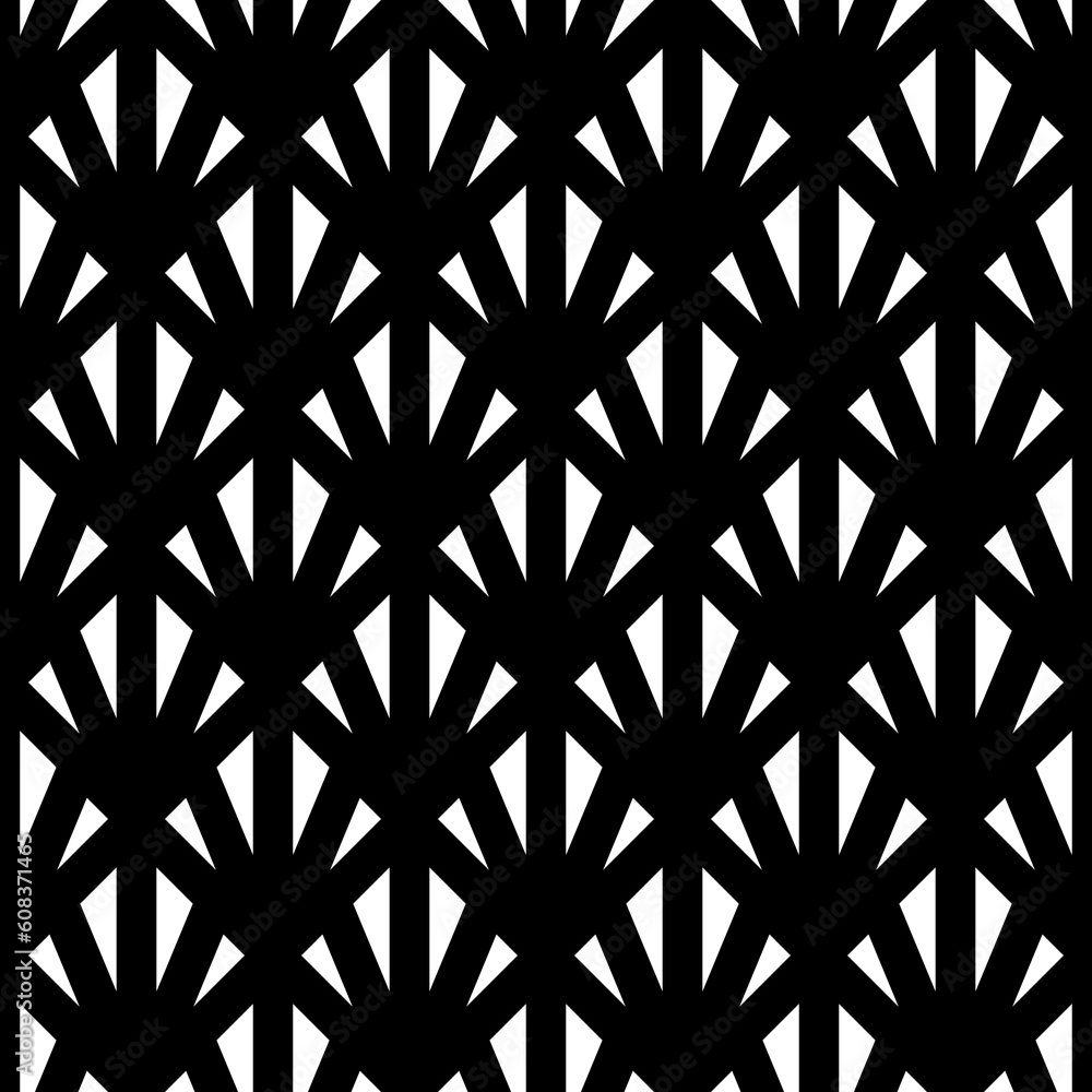 White triangles on black background. Image with repeated teeth. Canines ...