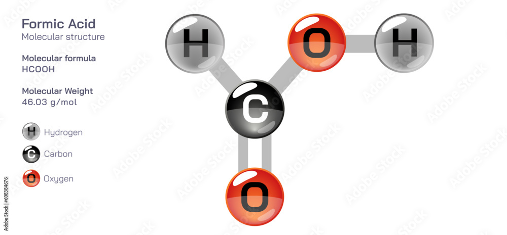 เวกเตอร์ Stock formic Acid molecular structure formula. Periodic table ...