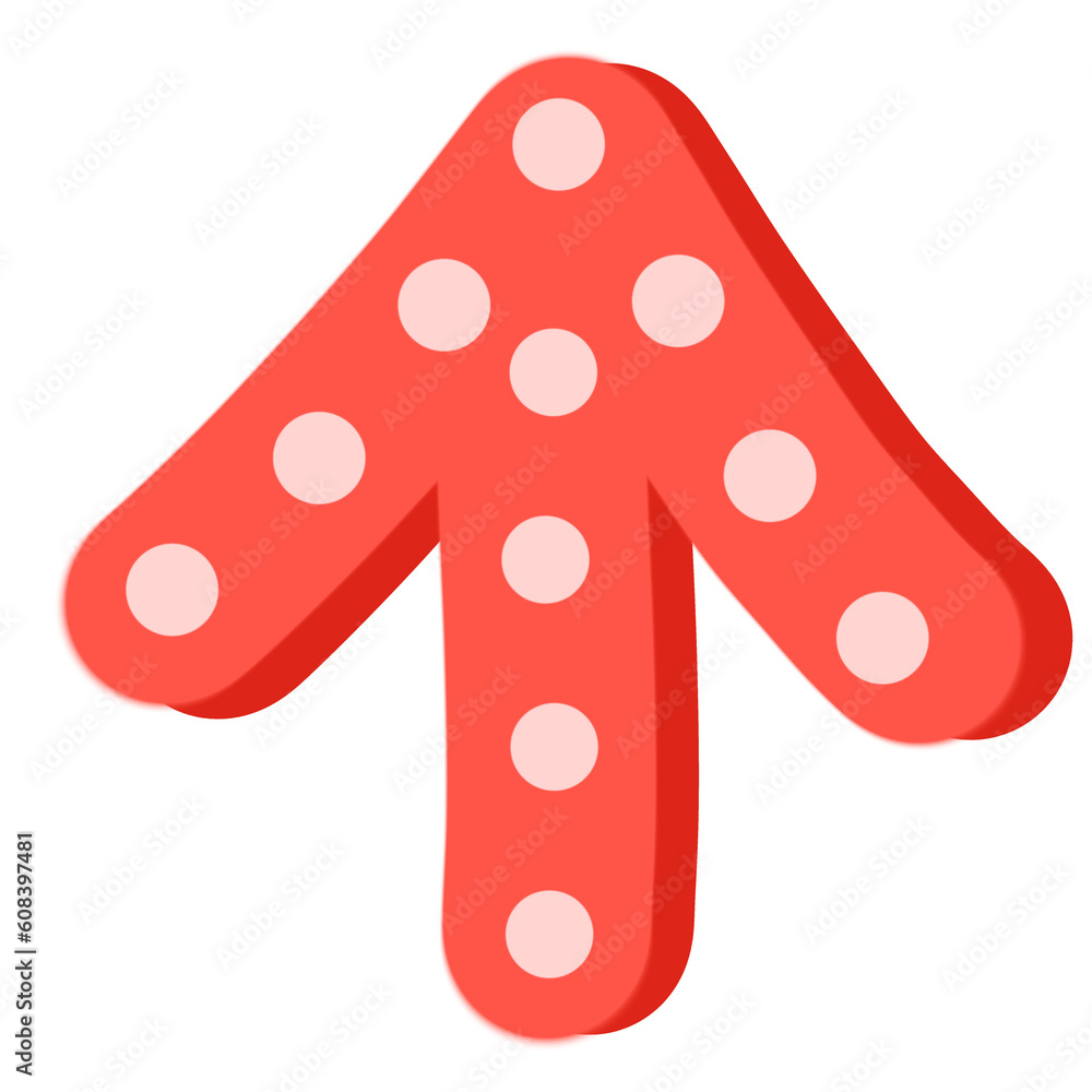 Arrow sign 3D shape red color with white polka dot icon png clipart ...