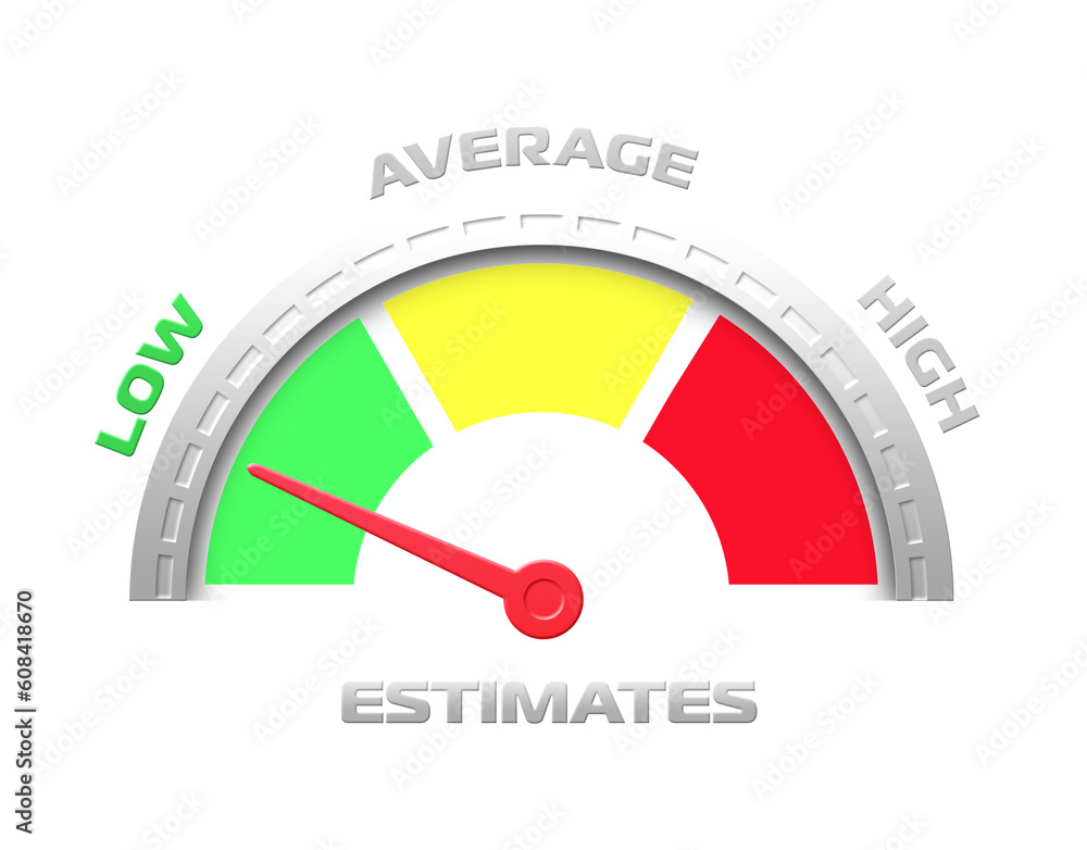 assessment level indicator icon, (low, average, high,) the arrow on the ...