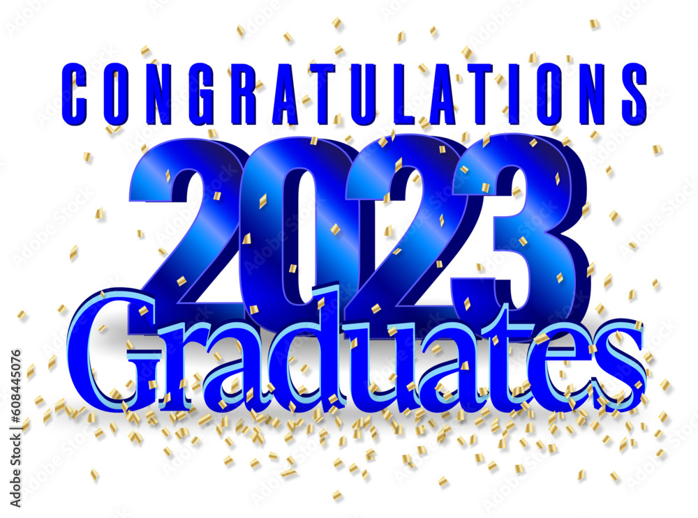 Bright royal blue graduation banner graphic for web or print with type ...