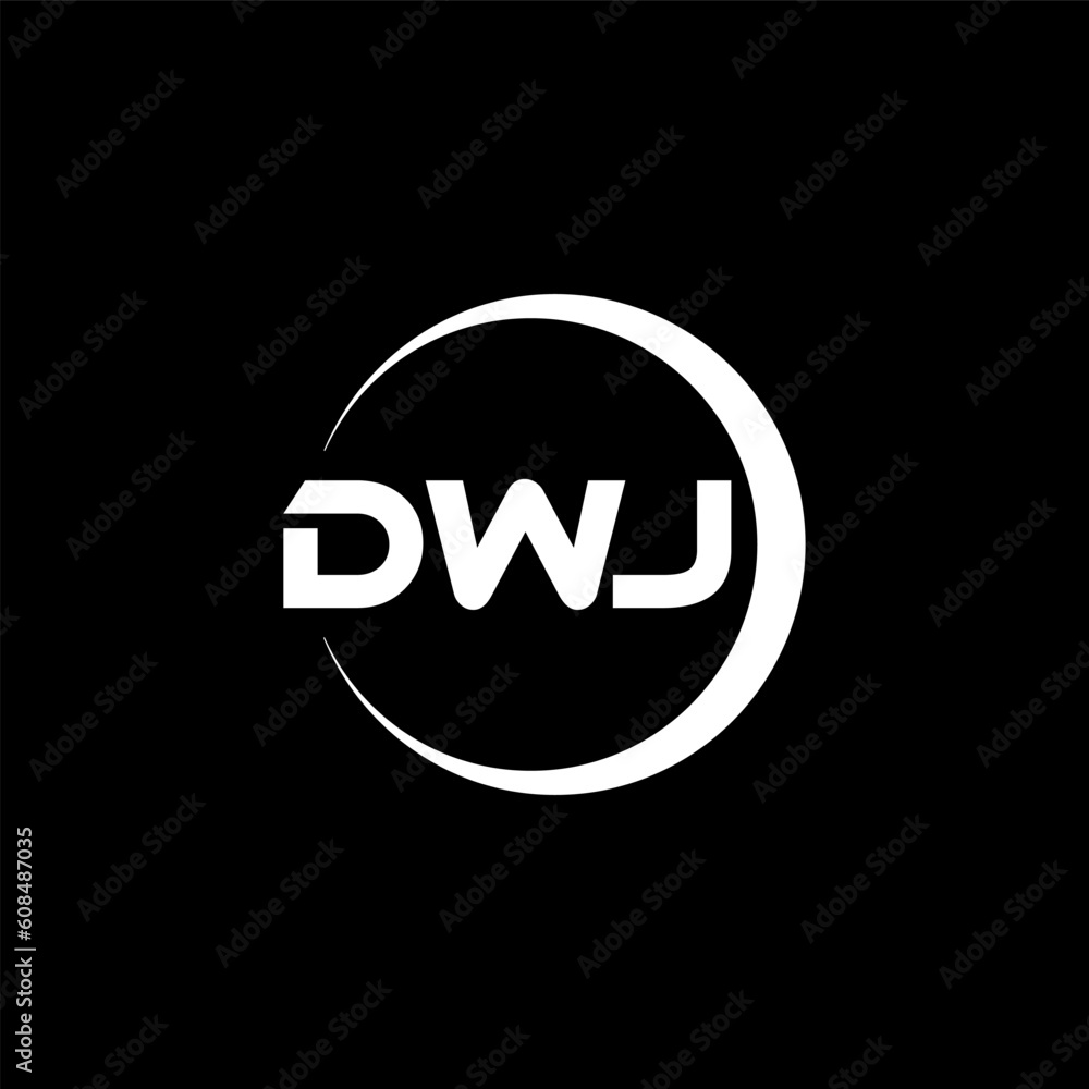 Vector de Stock DWJ letter logo design with black background in illustrator, cube logo, vector ...