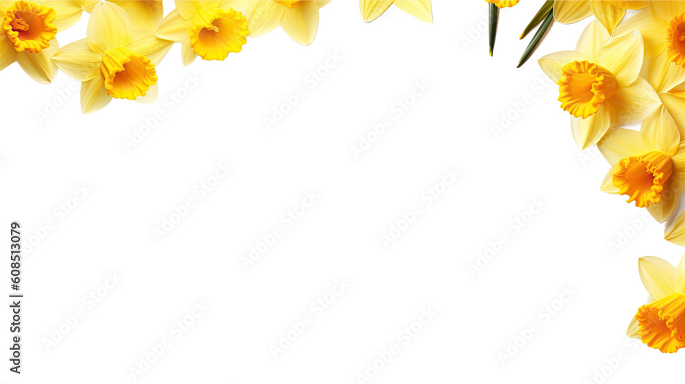 delightful daffodil petals as a frame border, isolated with negative ...