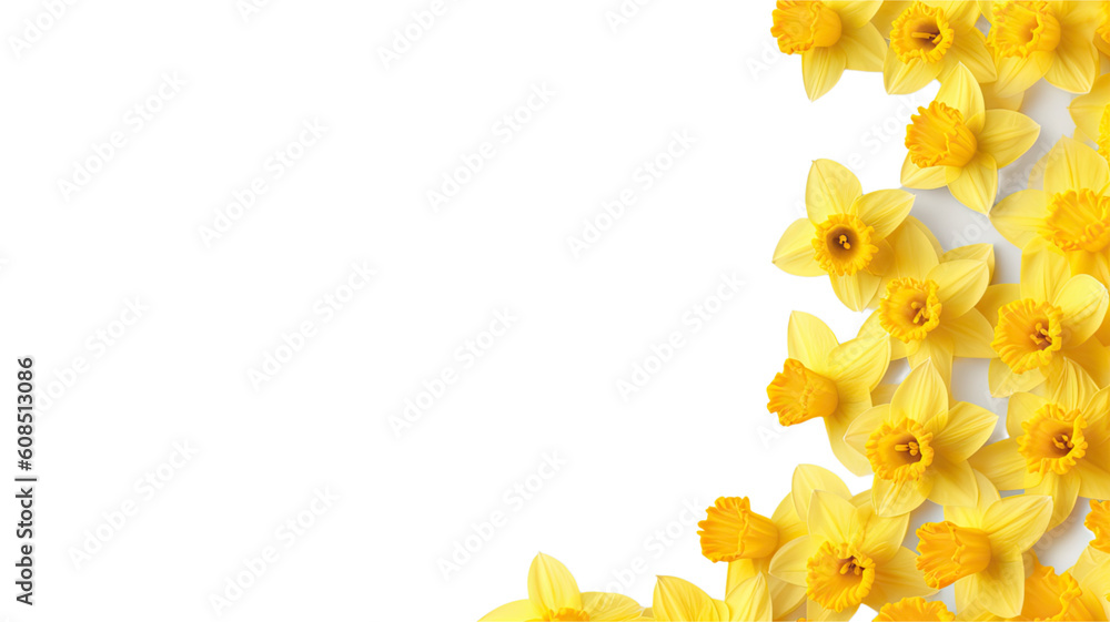 delightful daffodil petals as a frame border, isolated with negative ...