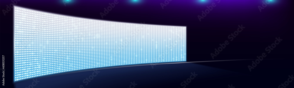 Concave side led screen wall stage light panel background. Video tv lcd ...