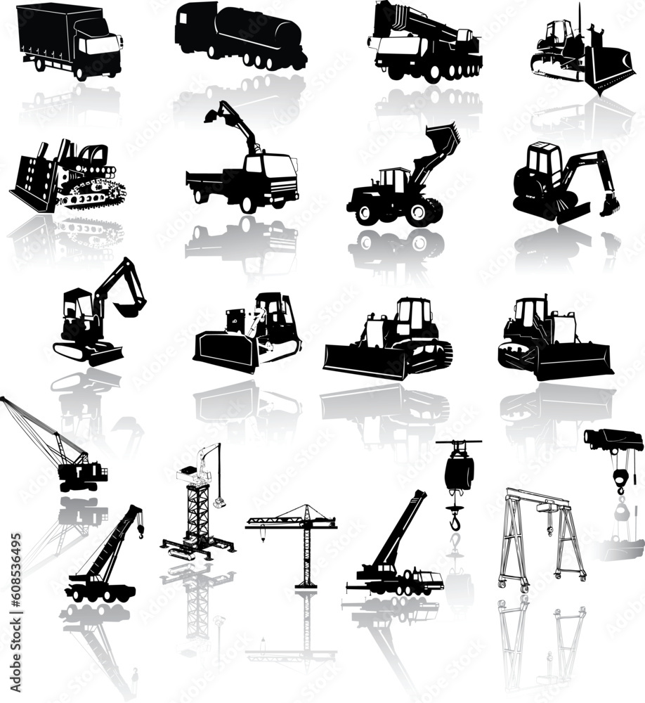 Construction vehicles - vector collection Stock Vector | Adobe Stock