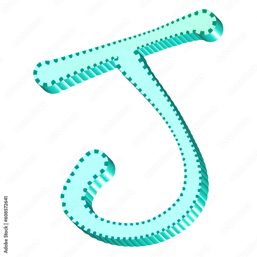 Alphabet letter J green color 3D shape handwriting font style graphic ...