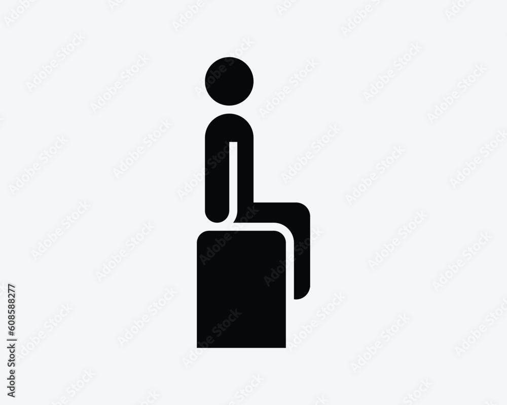 Man Sitting Icon. Person Sit Bench Chair Wait Waiting Seat Patience ...
