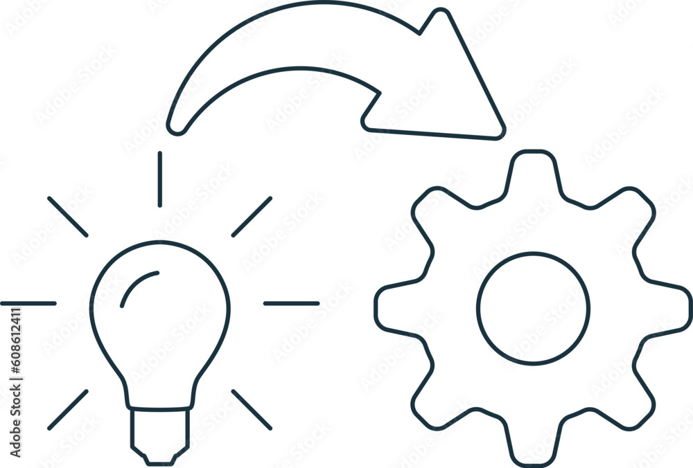 Idea execution icon. Monochrome simple sign from idea collection. Idea ...