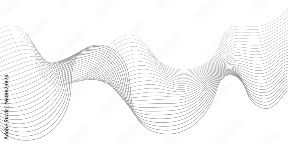 Undulate Grey Wave Swirl, frequency sound wave, twisted curve lines ...