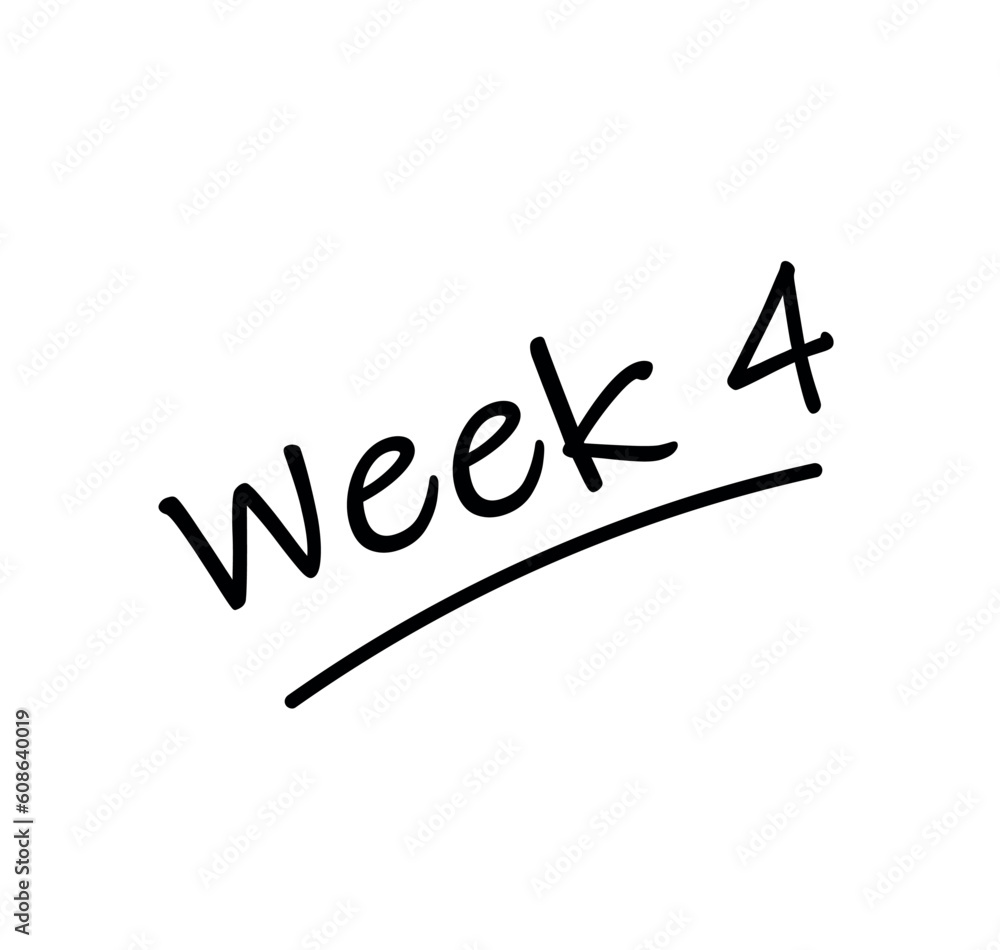 Week 4 memo note. vector illustration heading in black lettering ...