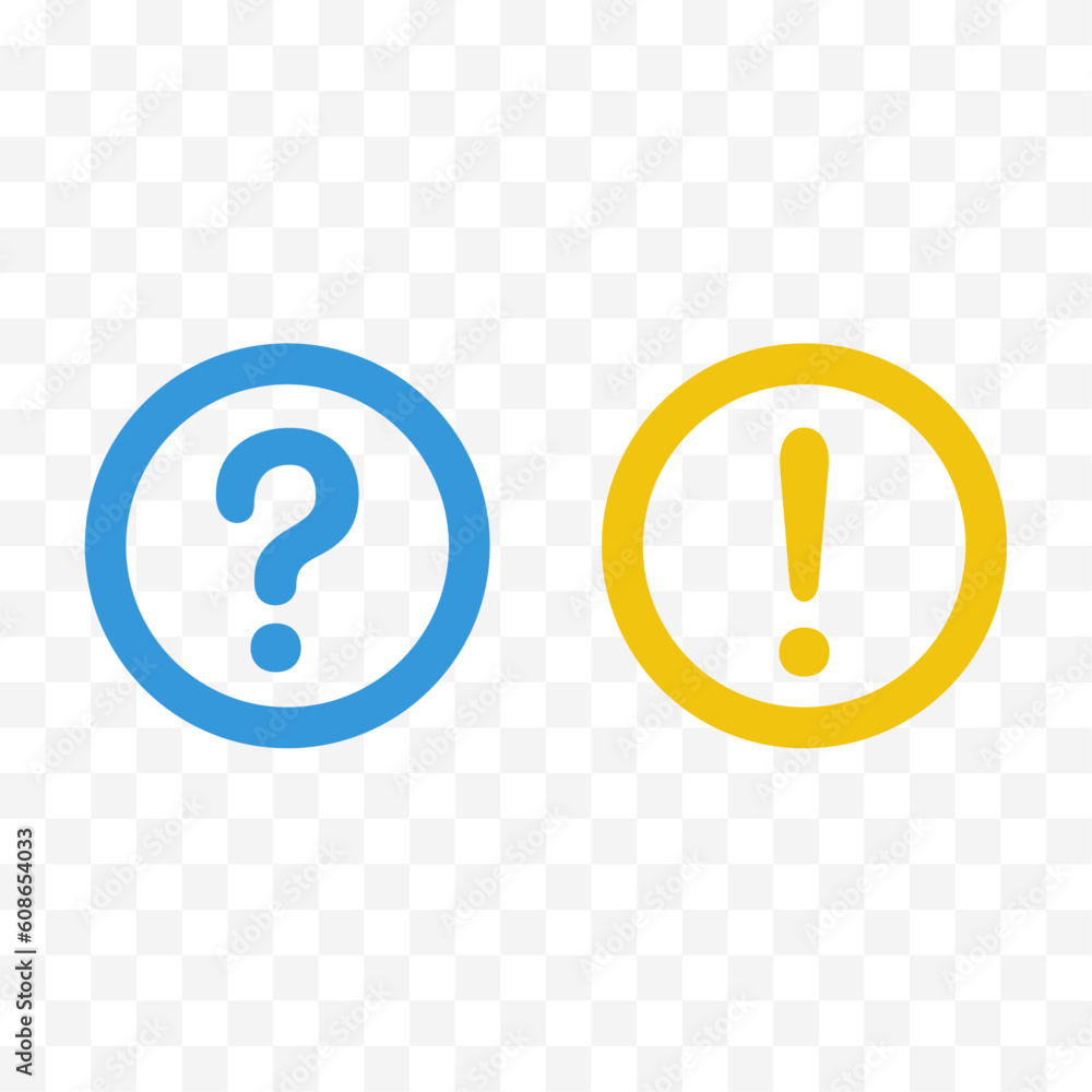 Blue question mark and yellow exclamation point symbol. Easily editable ...