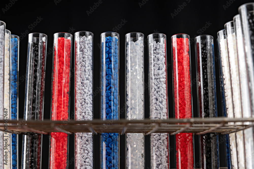 White plastic grain, plastic polymer granules,hand hold Polymer pellets ...