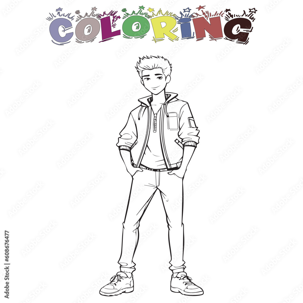 Coloring Book Boy Cute Child For Kids Coloring Page White Background ...