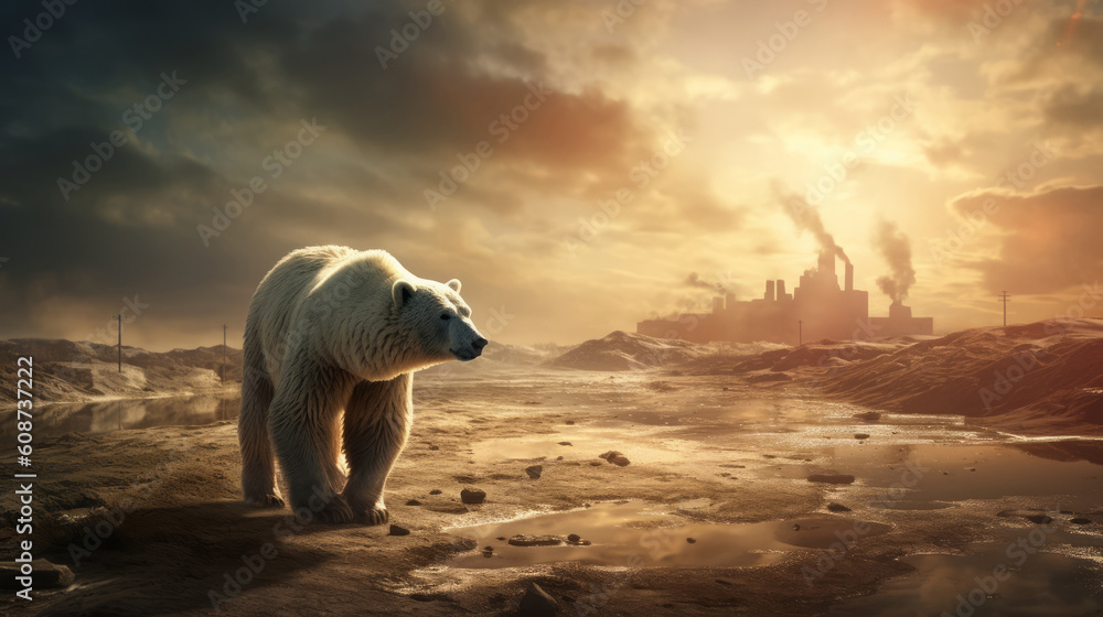Stock-Illustration „Polar bear threatened by climate change, global ...
