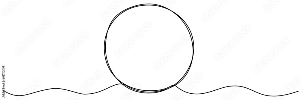 Circle continuous one line drawn. Abstract round frame linear symbol ...