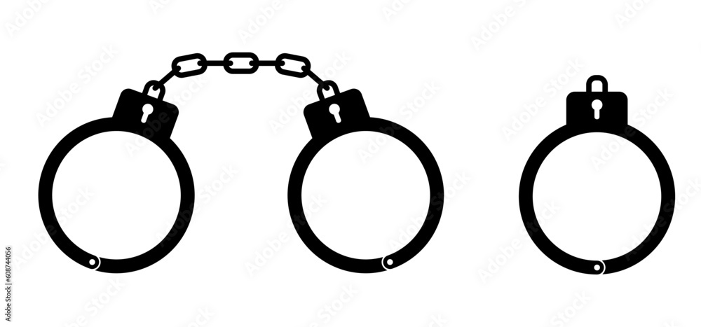 Stock-Vektorgrafik „Closed jail cuffs. Cartoon handcuffs. Vector ...