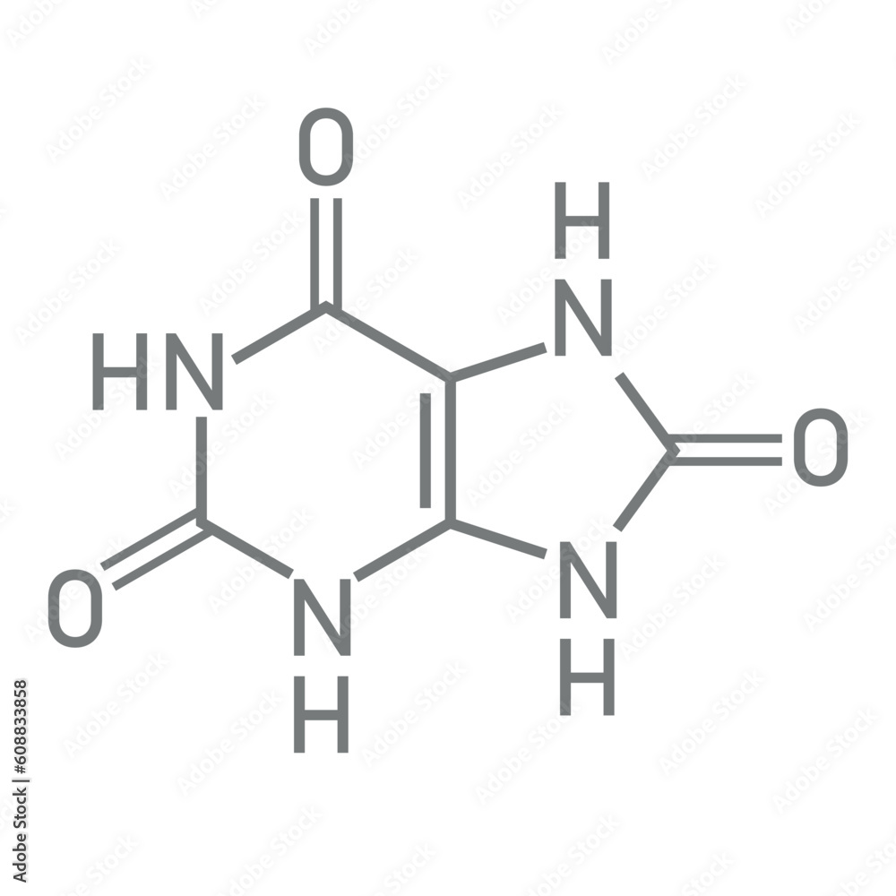 Chemical structure of uric acid (C5H4N4O3). Chemical resources for ...