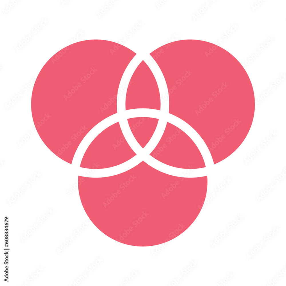 Intersection of three sets circles. Venn diagram of 3 sets. Mathematics ...