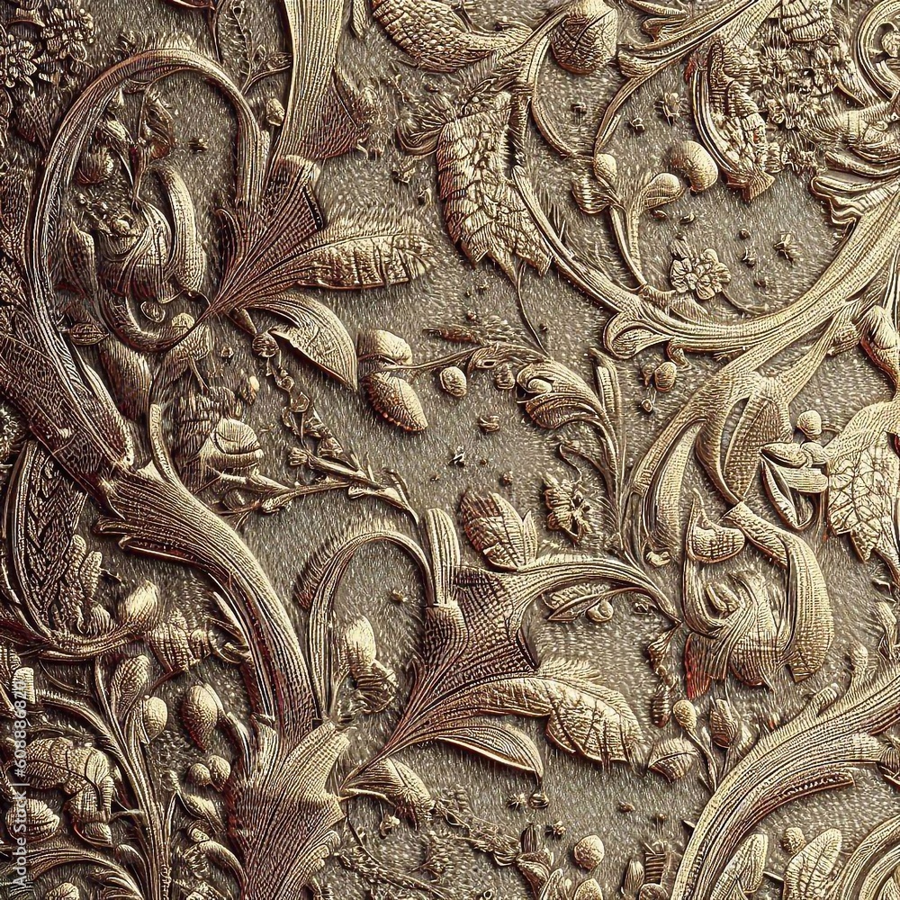 Gilded Floral Wallpaper Texture Stock Illustration | Adobe Stock