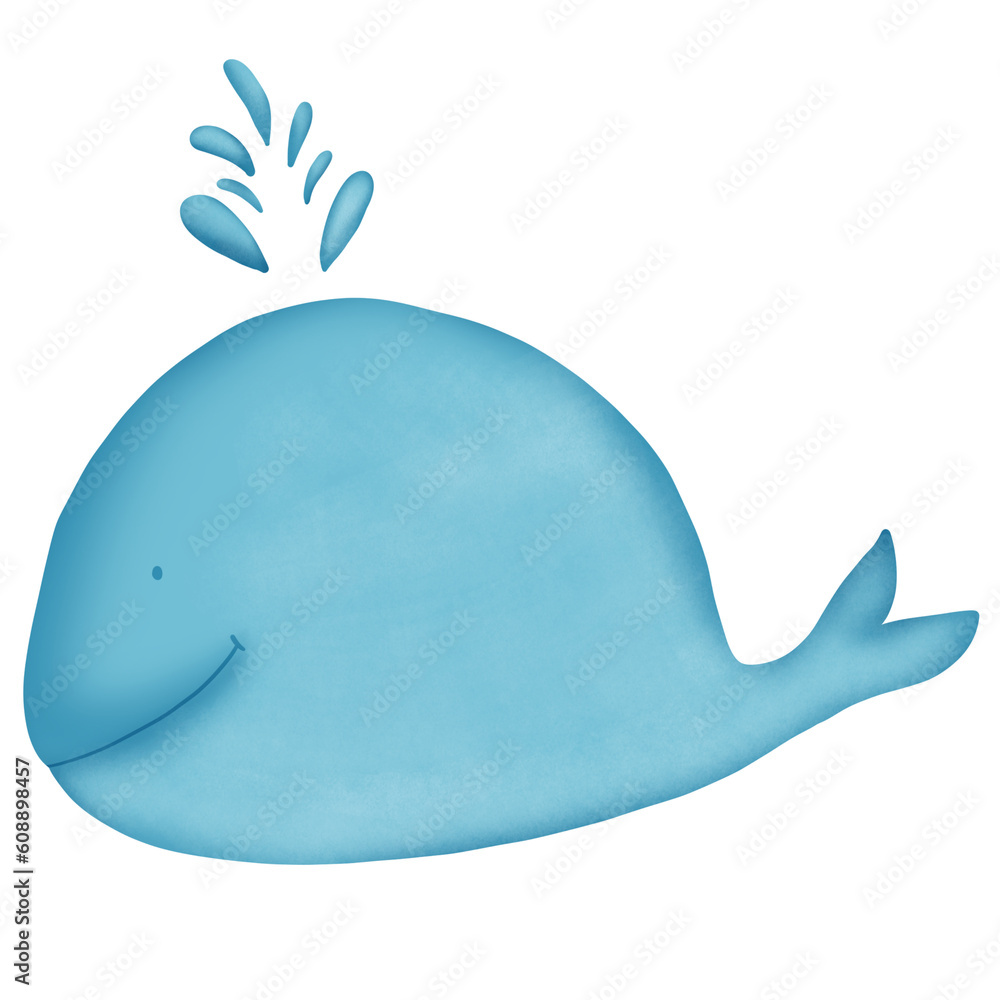 whale and Jonah watercolor from the bible clipart.Whale animal cartoon ...