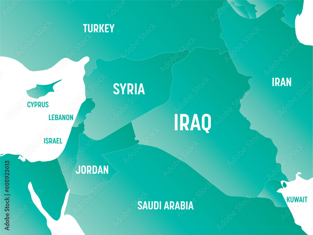 Middle East - high detailed political map of Middle East and Arabian ...
