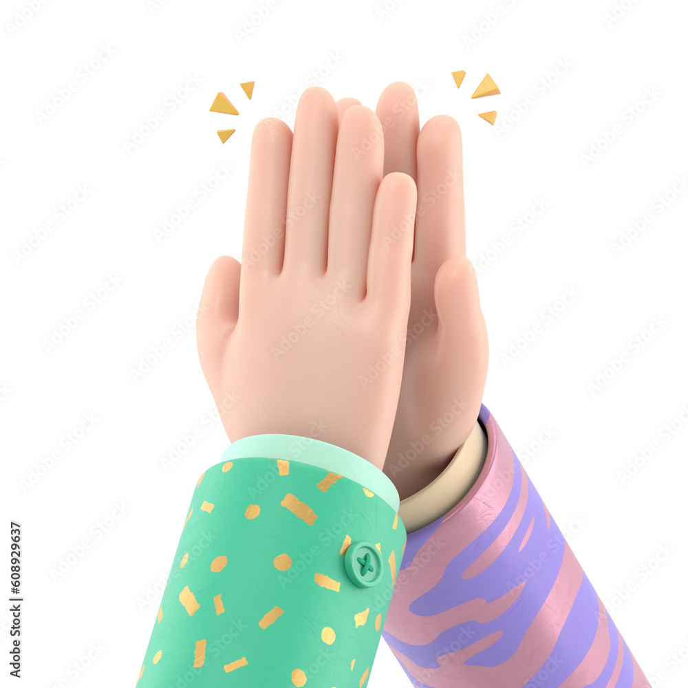 Transparent Backgrounds Mock-up.Cartoon character hands High five ...