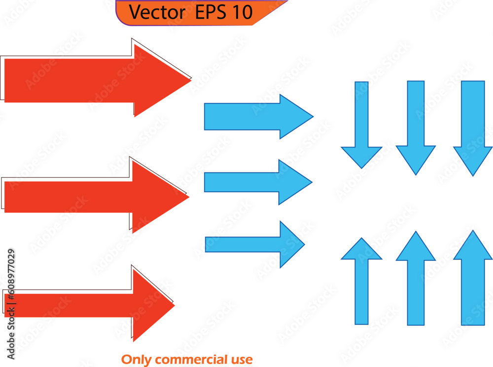Arrow set icon. Red and blue arrow symbols. Arrow isolated vector ...