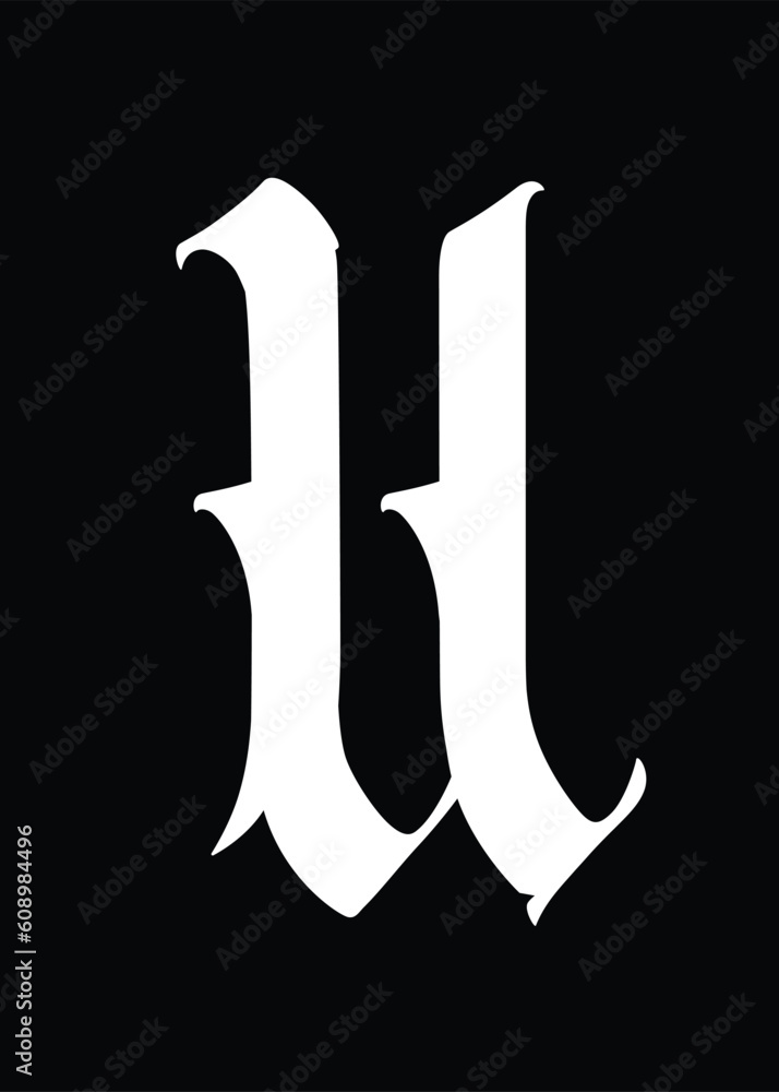 Letter u, in the Gothic style. Vector. Alphabet. The symbol is isolated ...