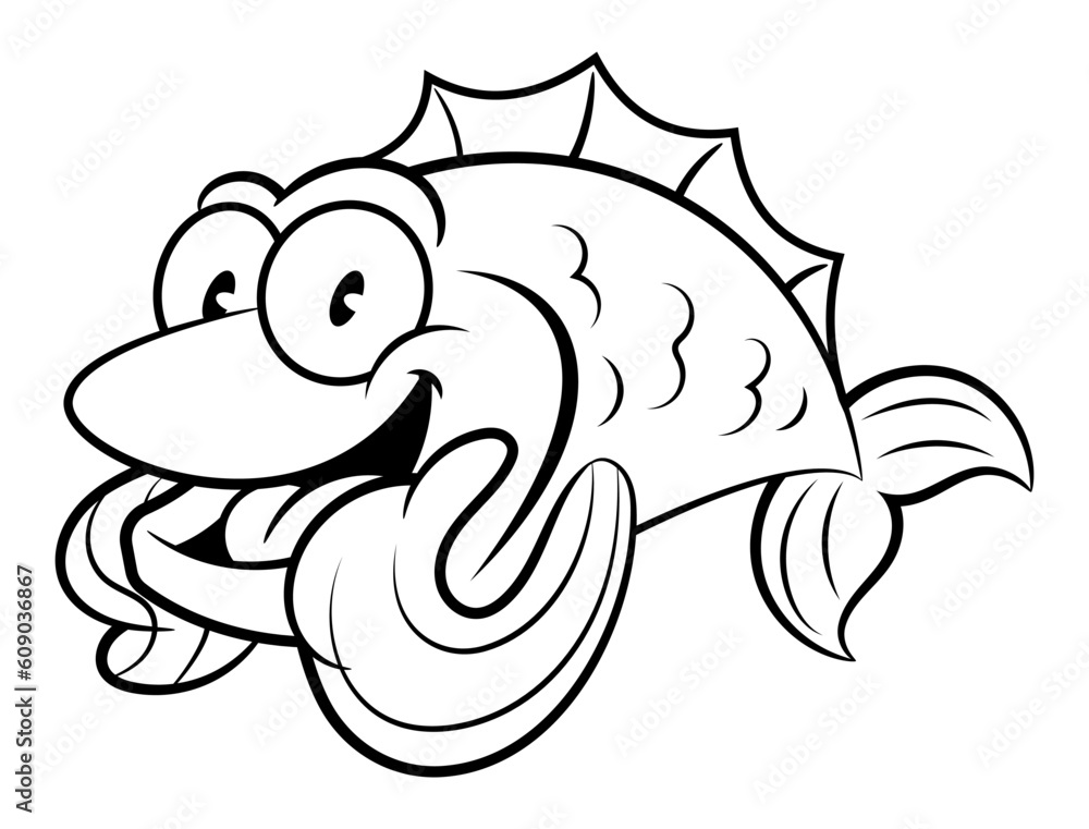 Cartoon illustration of Funny Red Fish with thumbs up gesture. Best for ...
