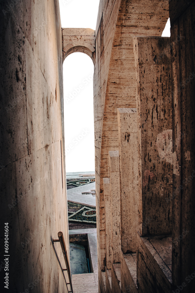 Carved steps staircase inside the arch modern architecture isolated PNG ...