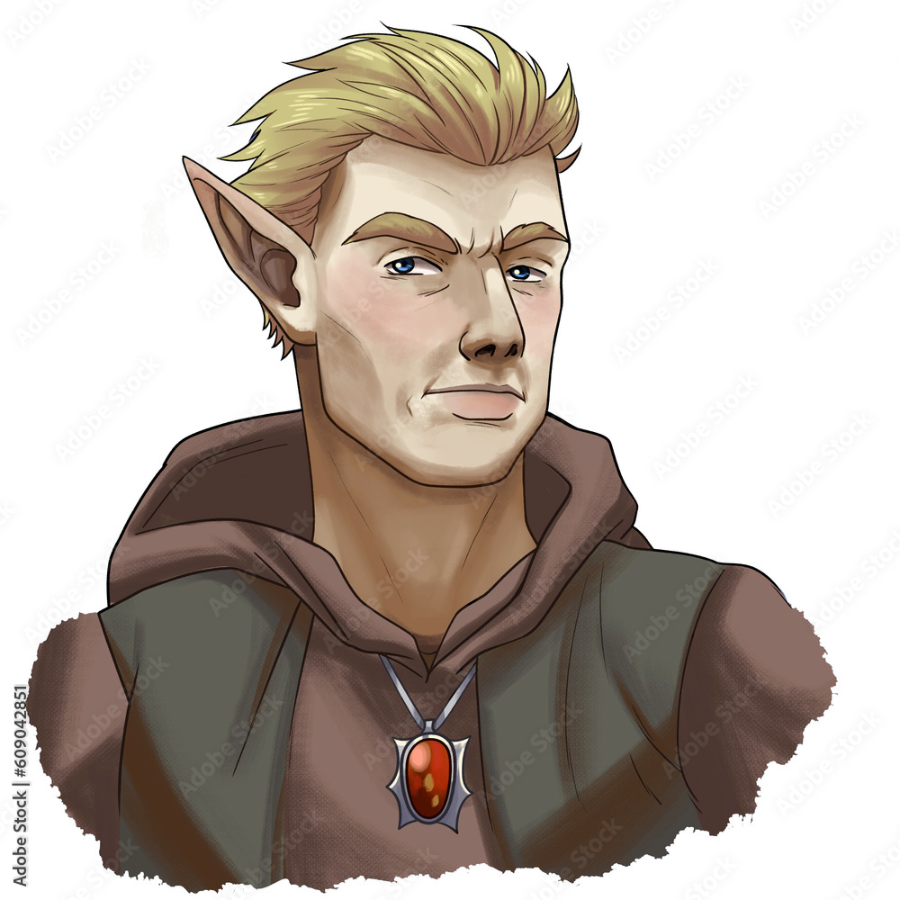 PNG transparent background fantasy character illustration. Male elf ...